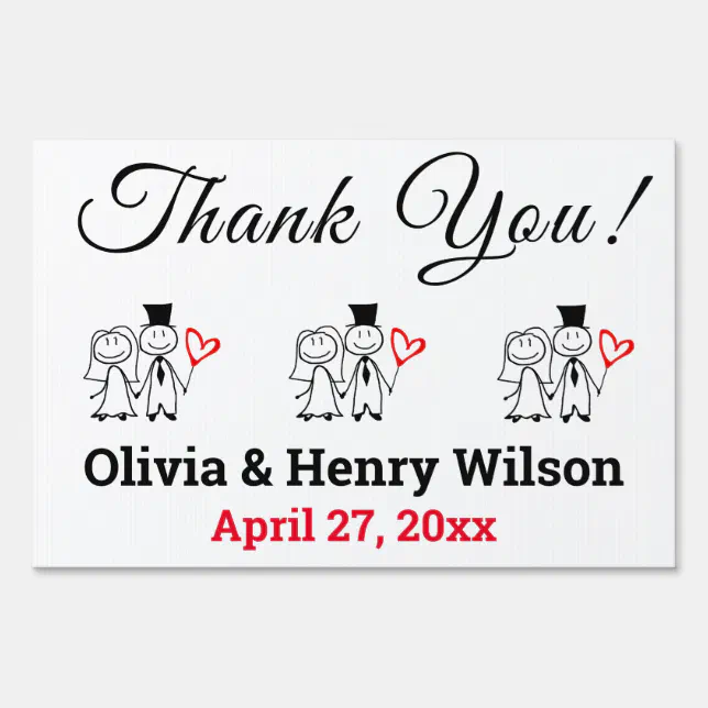 Wedding Reception Thank You Cute Couple Sign | Zazzle