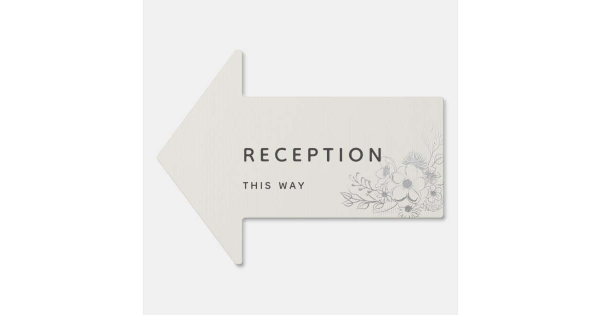 Wedding Reception This Way Floral Arrow Sign | Zazzle