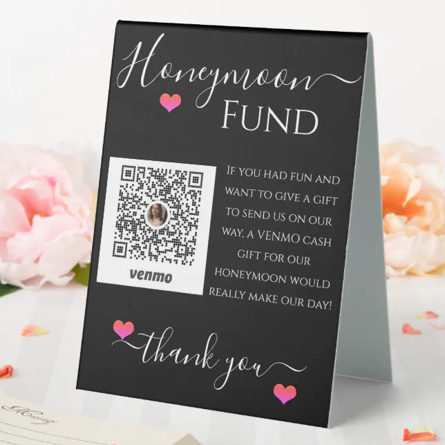 Wedding Reception Venmo Honeymoon Fund Sign | Zazzle