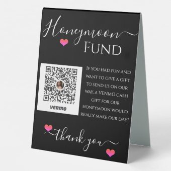 Wedding Reception Venmo Honeymoon Fund Sign | Zazzle