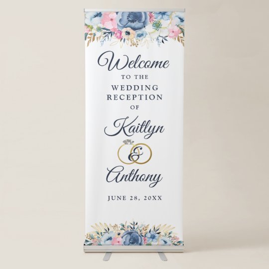 Wedding Reception Watercolor Floral Welcome Banner | Zazzle.com