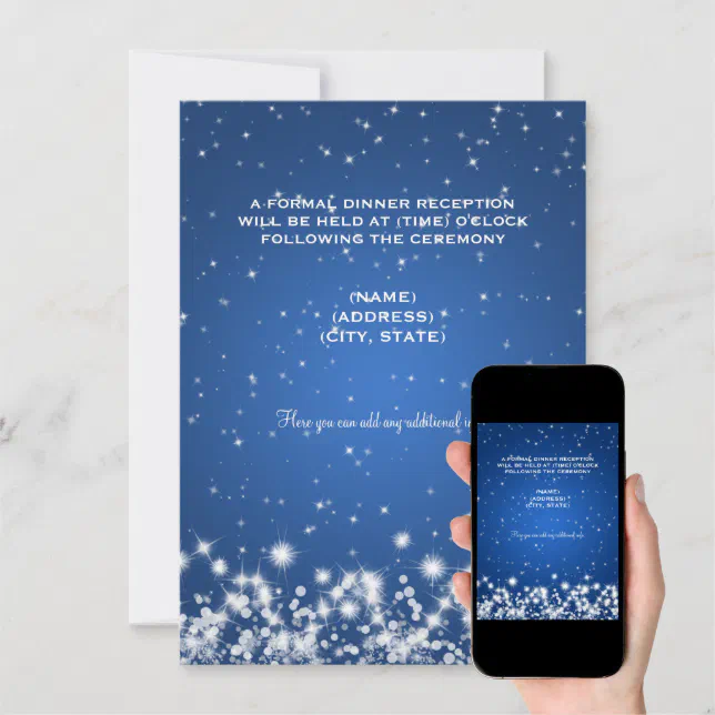 Wedding Reception Winter Sparkle Blue Invitation | Zazzle