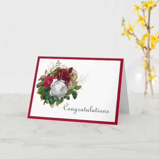 Wedding Red Roses Congratulations Card | Zazzle