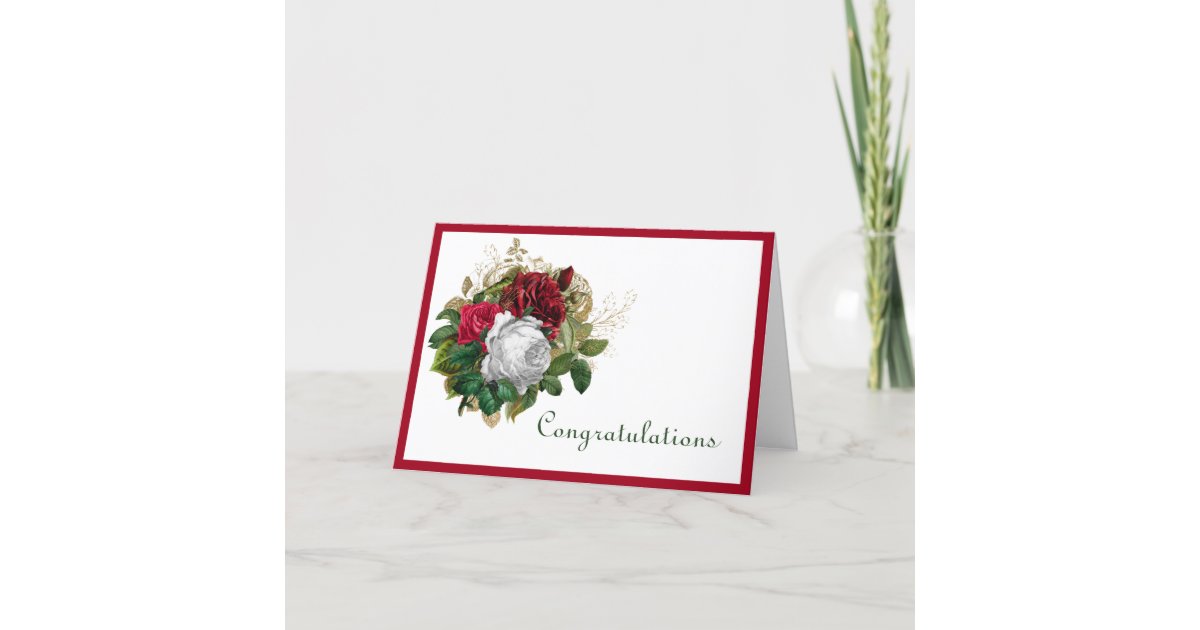 Wedding Red Roses Congratulations Card | Zazzle