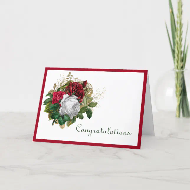 Wedding Red Roses Congratulations Card | Zazzle