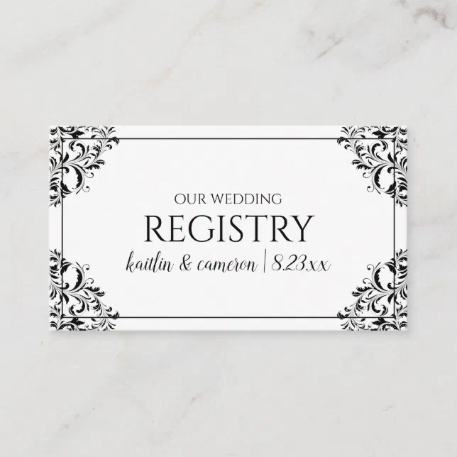 Wedding Registry Cards - Nadine - Black | Zazzle