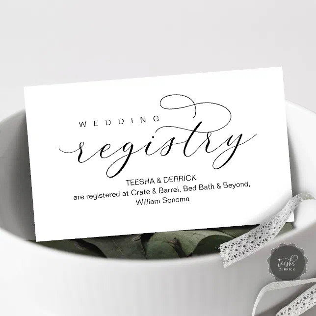 Wedding Registry Details, Modern elegant minimal Enclosure Card | Zazzle