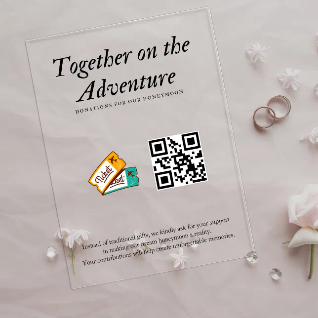 Wedding Registry Honeymoon Fund Qr Code Gift Acrylic Invitations | Zazzle