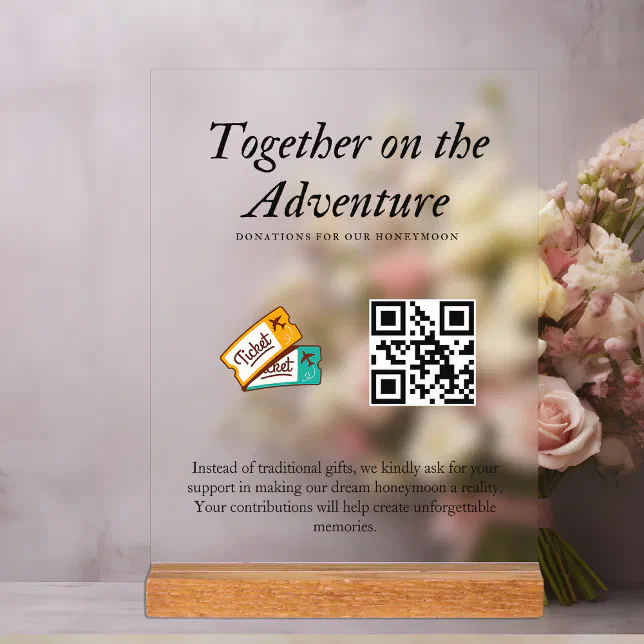 Wedding Registry Honeymoon Fund Qr Code Gift Acrylic Sign | Zazzle
