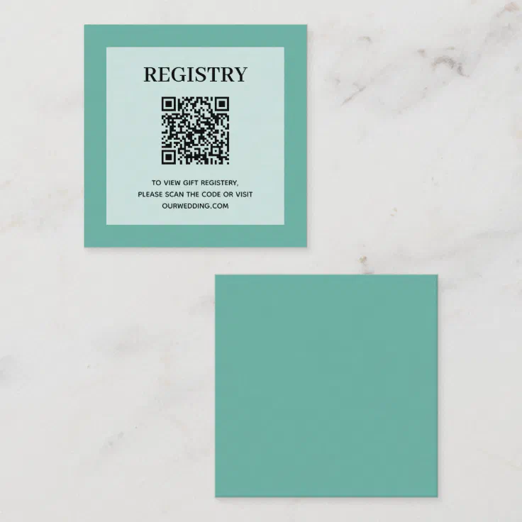 Wedding Registry QR Code Aqua Enclosure Card | Zazzle