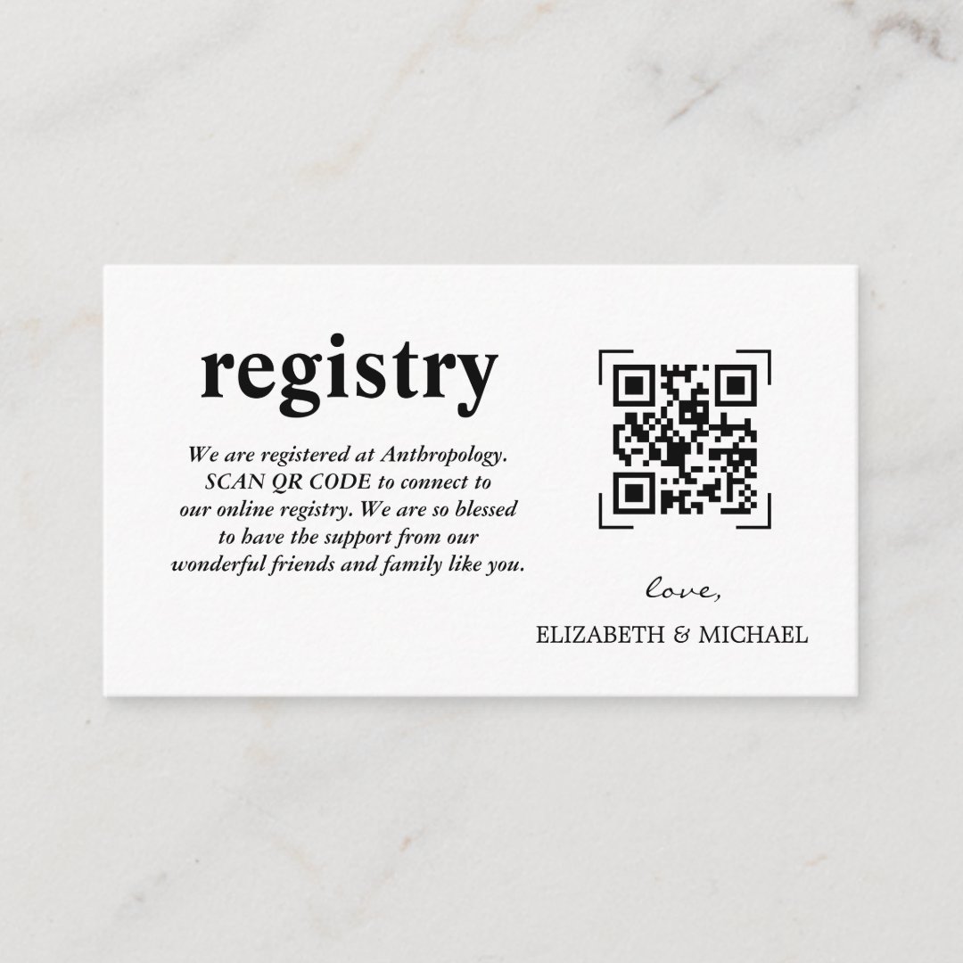 Wedding Registry | QR Code Scan Enclosure Card | Zazzle