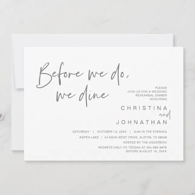 Wedding Rehearsal Dinner, Before We Do, We Dine Invitation | Zazzle