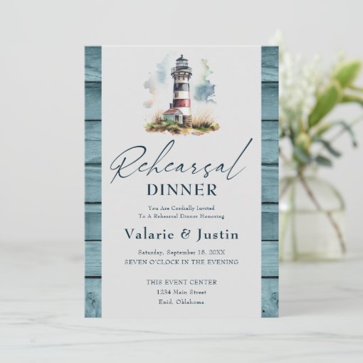Wedding Rehearsal Dinner Lighthouse Invitation | Zazzle