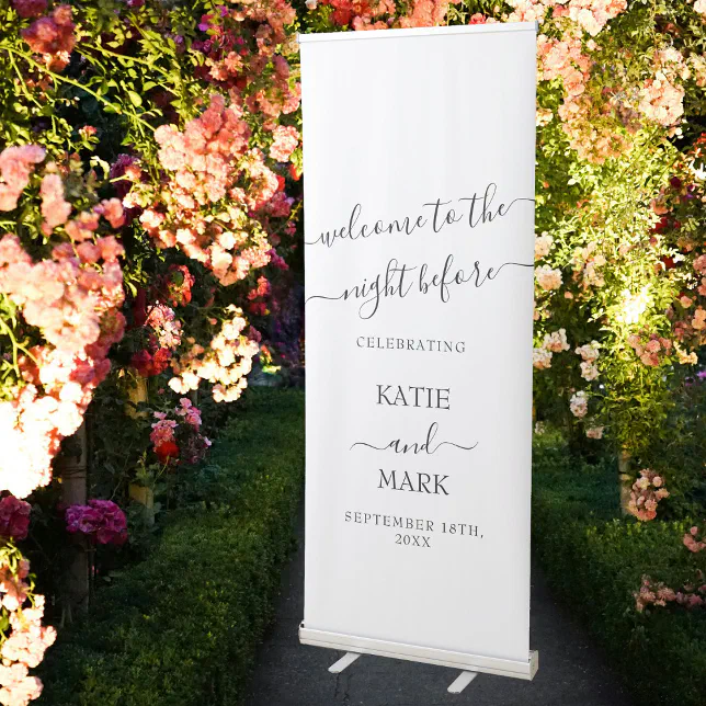 Wedding Rehearsal Dinner Welcome Night Before Retractable Banner | Zazzle