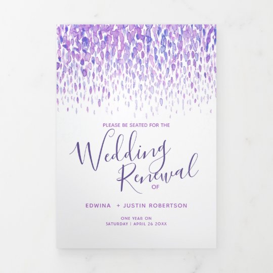 Wedding renewal ceremony program purple program | Zazzle.com