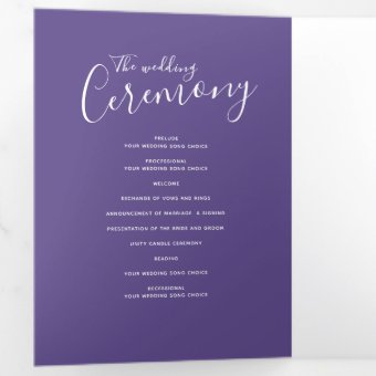 Wedding renewal ceremony program purple program | Zazzle