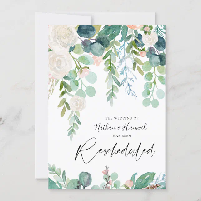 Wedding Rescheduled Date Floral Greenery Invitation | Zazzle Wedding Rescheduled Date Floral Greenery Invitation | Zazzle