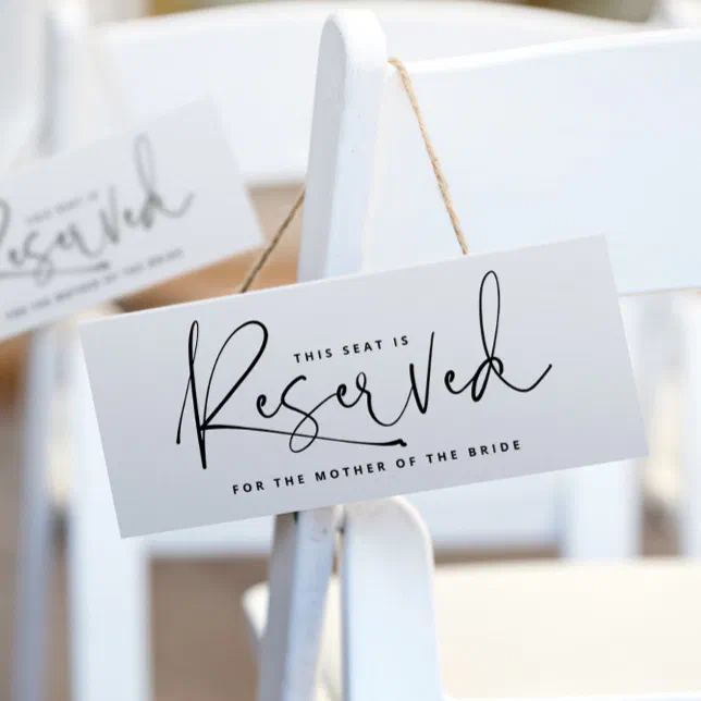 Wedding Reserved Sign Minimalist Script Card | Zazzle
