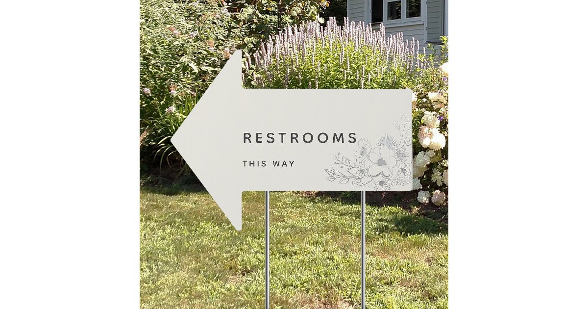 Wedding Restroom This Way Floral Arrow Sign | Zazzle