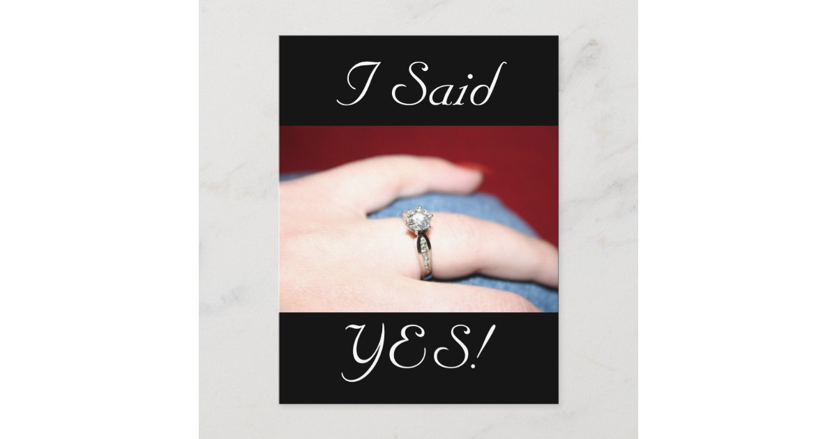 Wedding Ring I Said Yes Postcard | Zazzle
