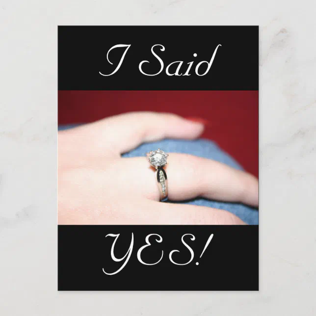 Wedding Ring I Said Yes Postcard | Zazzle