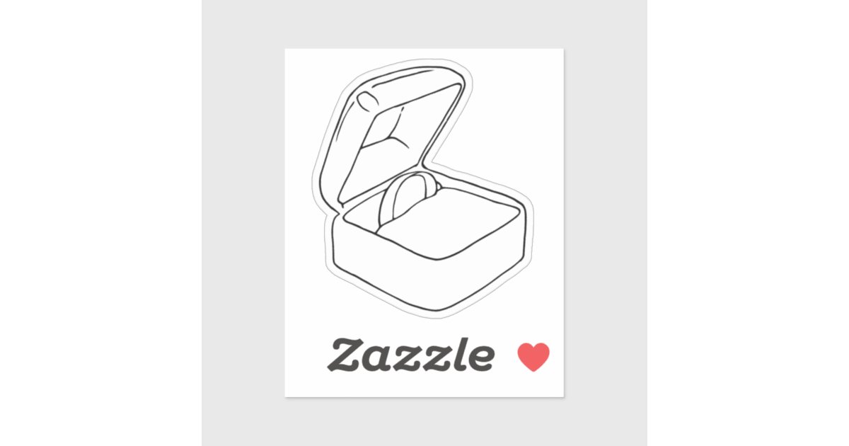 wedding ring in an open box sticker | Zazzle