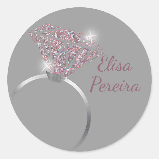 Wedding ring sticker, bridal shower sticker, label | Zazzle