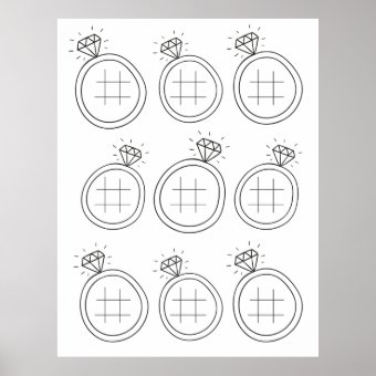 Wedding Ring Tic Tac Toe Download Activity Page Poster | Zazzle