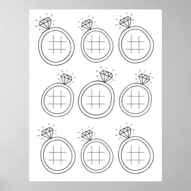 Wedding Ring Tic Tac Toe Download Activity Page Poster | Zazzle