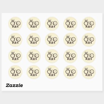 Wedding Rings Hand Drawn Classic Round Sticker | Zazzle
