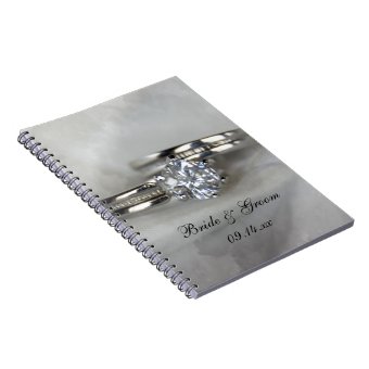 Wedding Rings on Gray Notebook | Zazzle
