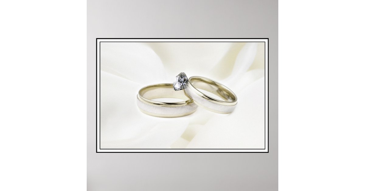 Wedding Rings on Satin Poster | Zazzle