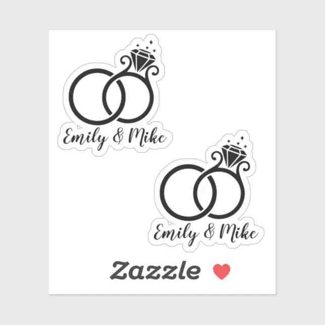 Wedding rings stickers | Zazzle