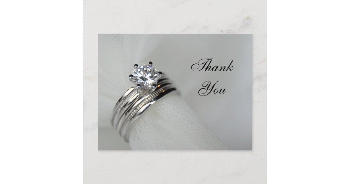 Wedding Rings Thank You Postcard | Zazzle