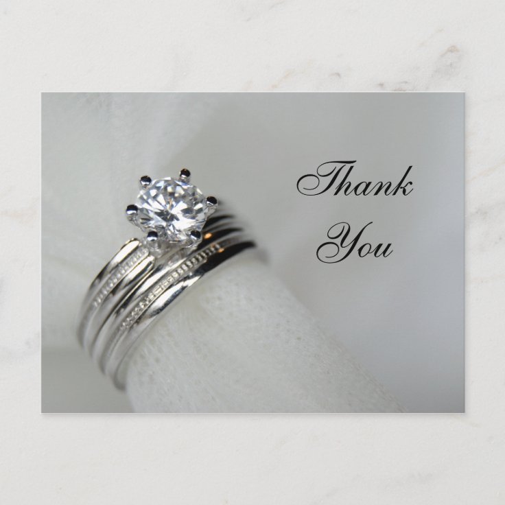 Wedding Rings Thank You Postcard | Zazzle