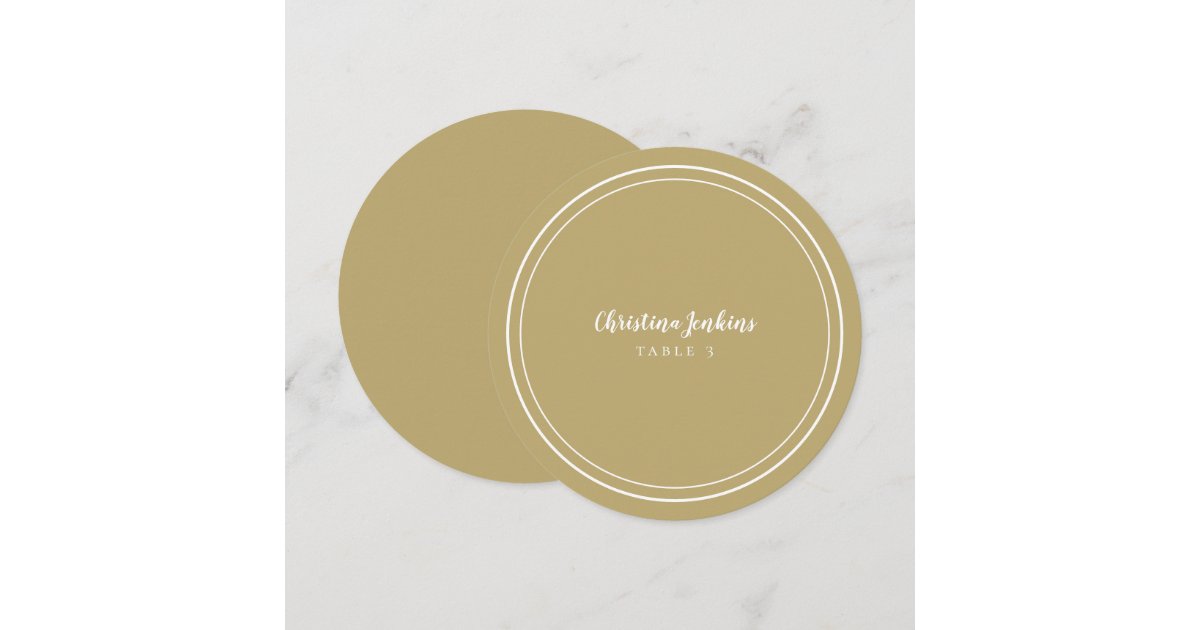 Wedding Round Custom Gold Guest Dinner Place Card | Zazzle