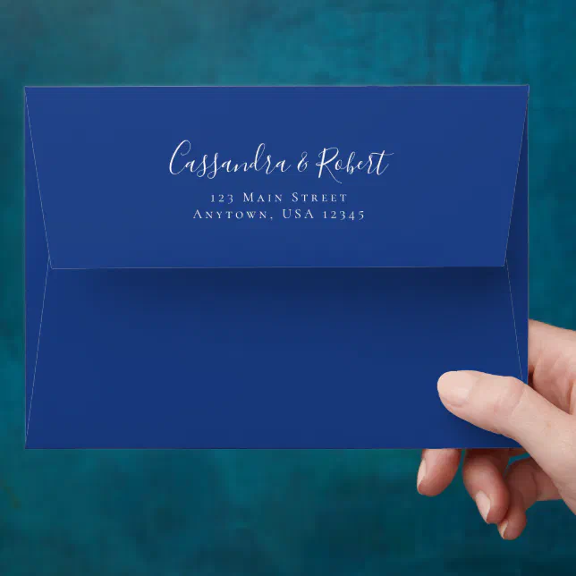 Wedding Royal Blue A7 5x7 Return Address Envelope | Zazzle