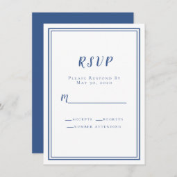 Wedding RSVP Blue White Simple Modern Minimalist | Zazzle