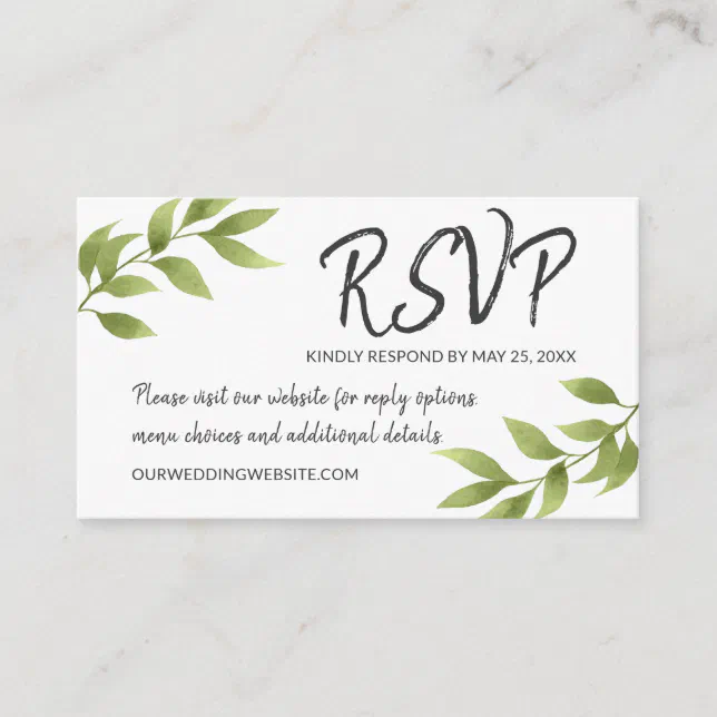 Wedding RSVP Botanical Watercolor Willow Wreath Enclosure Card | Zazzle