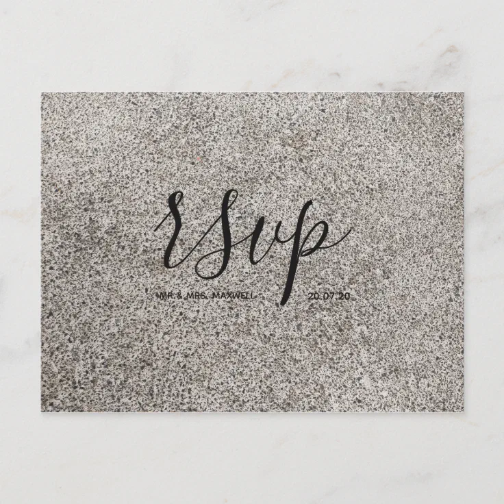 Wedding Rsvp card | Texture Concrete Script | Zazzle