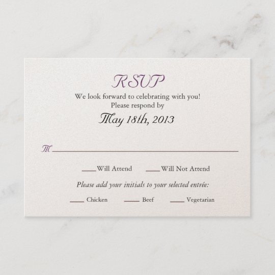 Wedding RSVP card with Entree selections | Zazzle.com