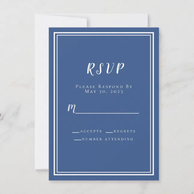Wedding RSVP Classic Blue Simple Chic Minimalist | Zazzle