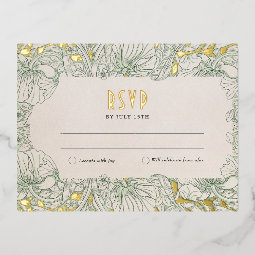 Wedding RSVP Insert Victorian Pimpernel Foil Invitation Postcard | Zazzle