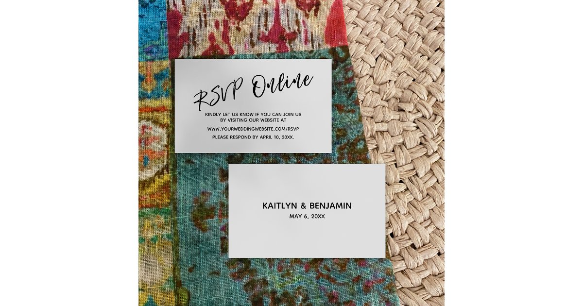 Wedding RSVP Online Casual Handwriting Insert Card | Zazzle