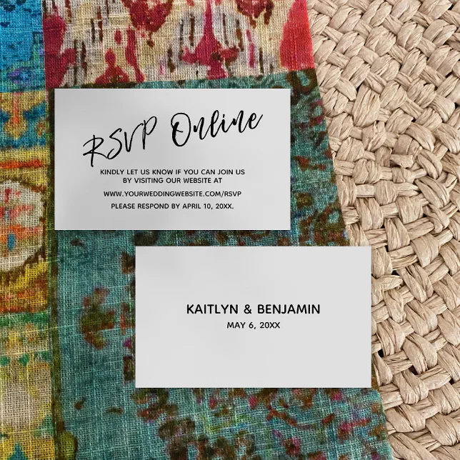 Wedding RSVP Online Casual Handwriting Insert Card | Zazzle