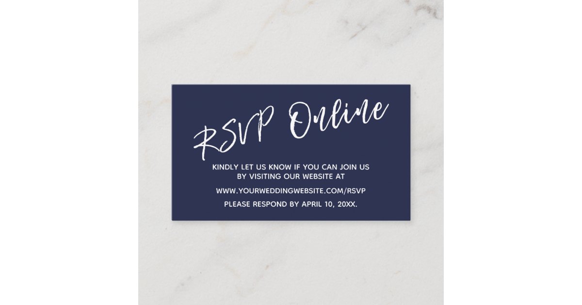 Wedding RSVP Online Casual Handwriting Navy Card | Zazzle