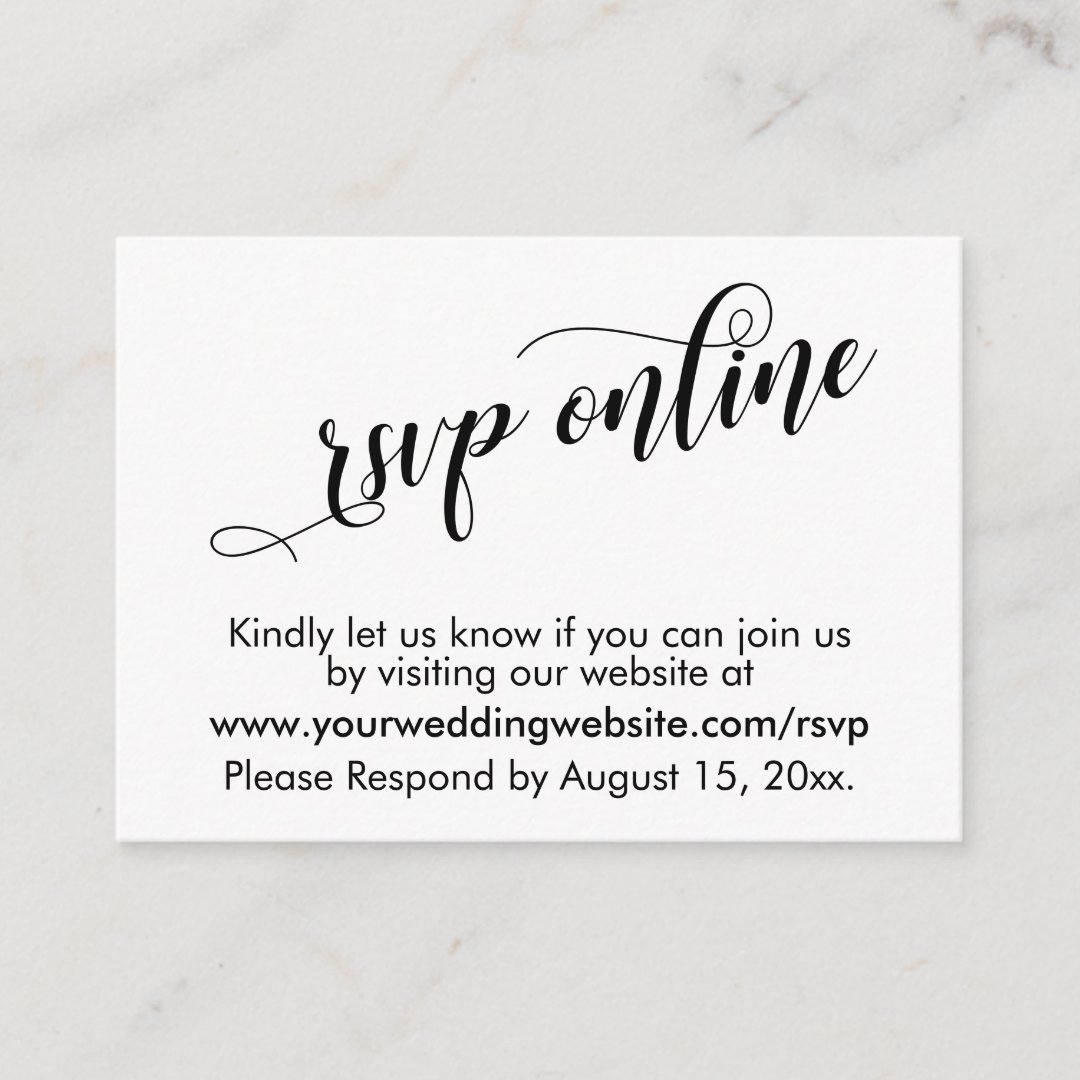 Wedding RSVP Online Elegant Typography Insert Card | Zazzle