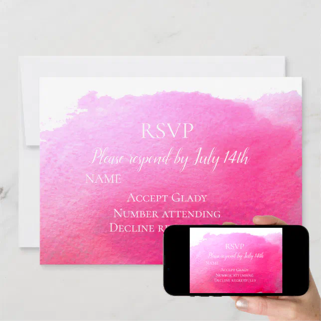 Wedding RSVP pink modern watercolor RSVP Invitation | Zazzle