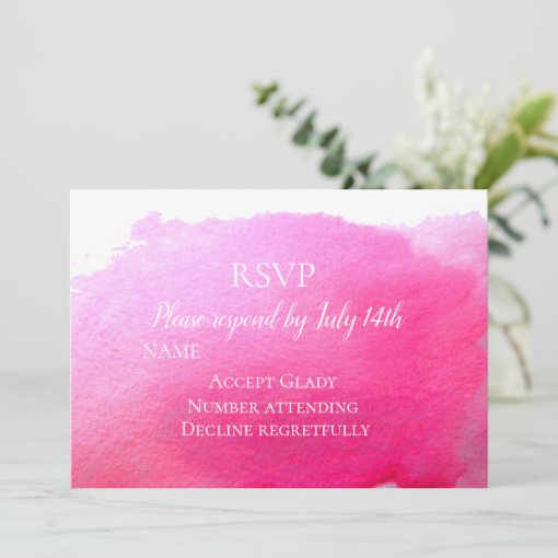 Wedding RSVP pink modern watercolor RSVP Invitation | Zazzle