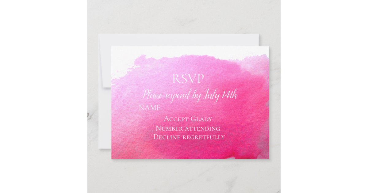 Wedding RSVP pink modern watercolor RSVP Invitation | Zazzle